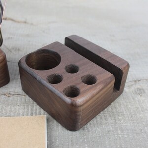 Small Wooden Desk Caddy With Phone or Notebook Slot, Wooden Pencil and ...