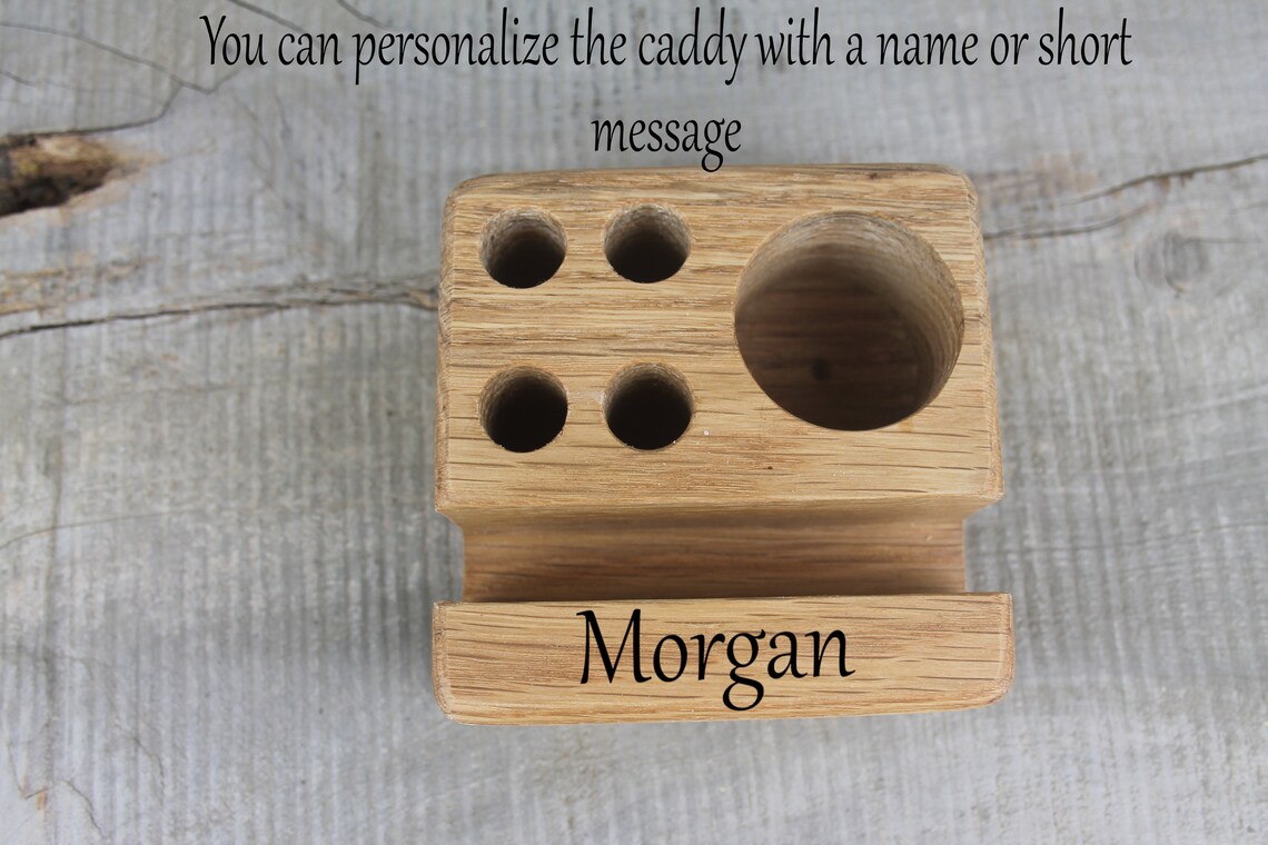 Small Oak Wooden Desk Caddy With Phone or Notebook Slot - Etsy