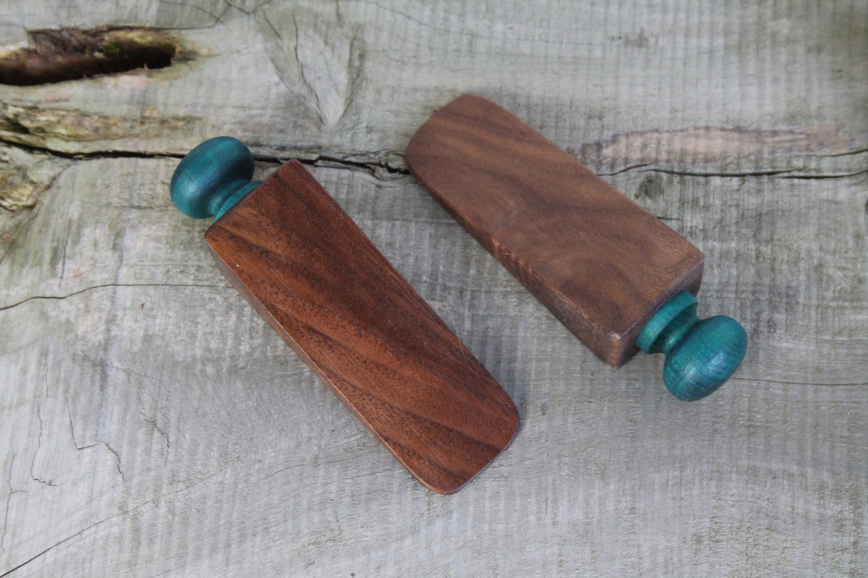 Small Walnut Wedge Shape Door Stop With Blue Handle Door - Etsy Canada