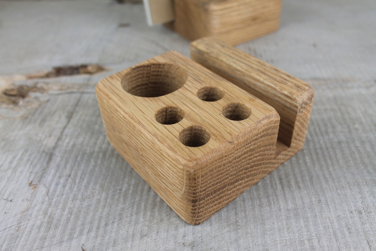 Small Oak Wooden Desk Caddy With Phone or Notebook Slot - Etsy