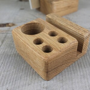 Small Oak Wooden Desk Caddy With Phone or Notebook Slot, Wooden Pencil ...