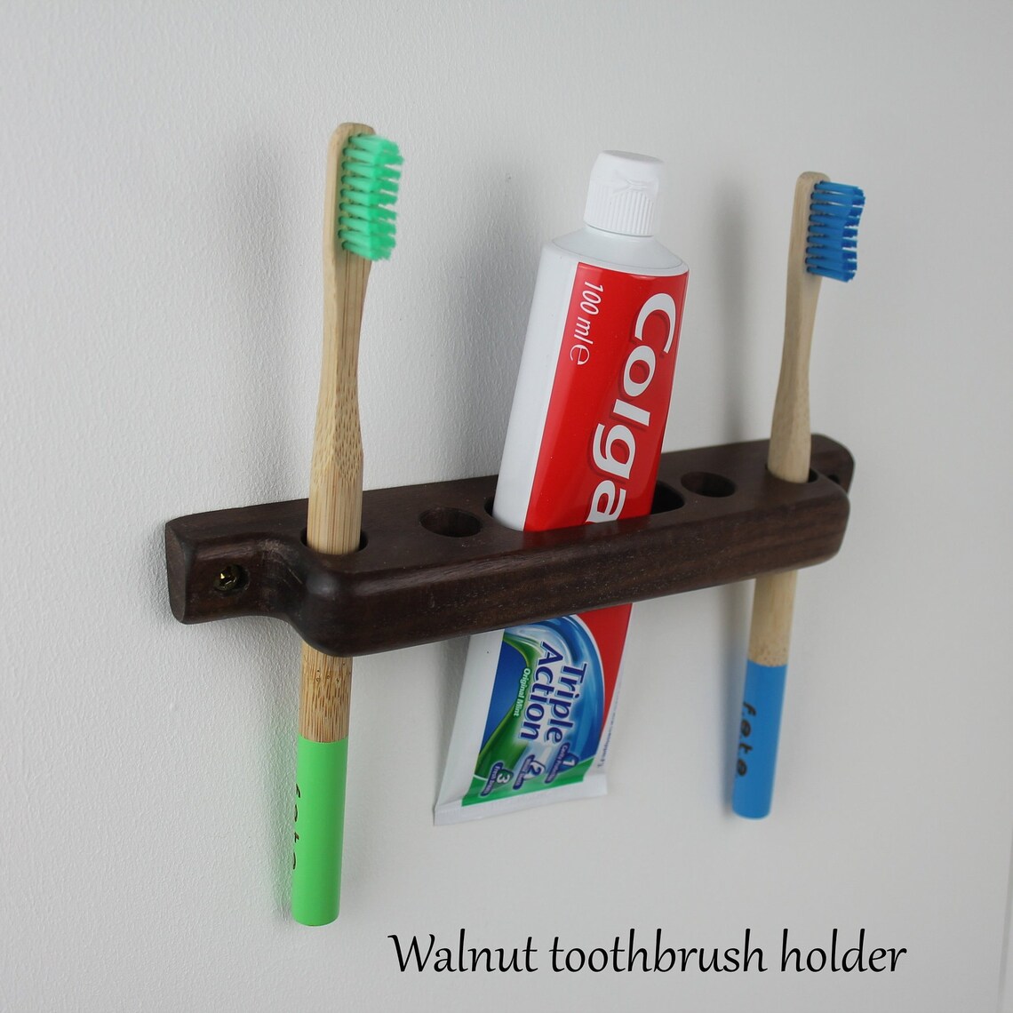 Wooden Toothbrush and Toothpaste Holder Wall Mounted | Etsy