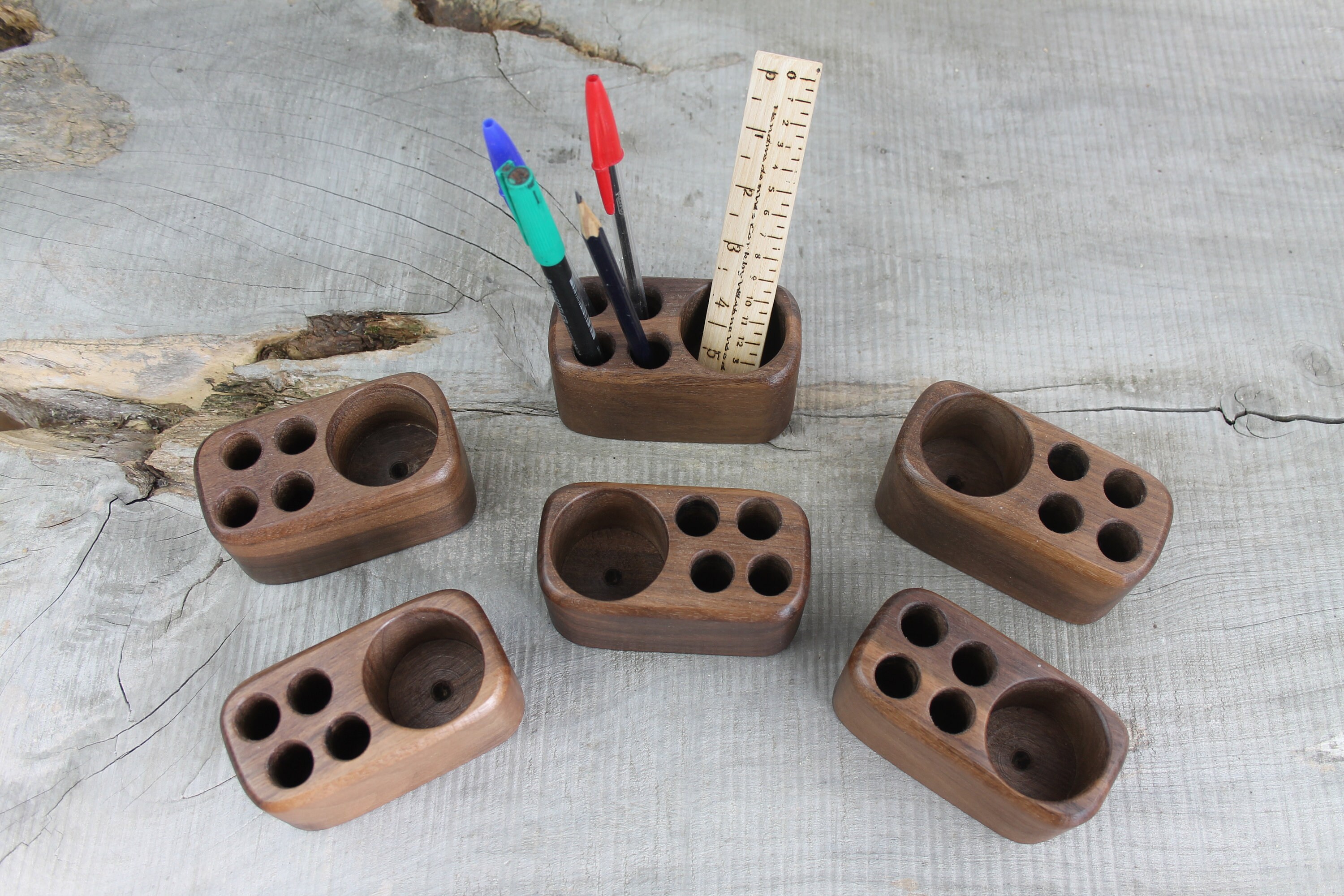 Small Wooden Desk Caddy Wooden Pencil and Pen Holder Wood | Etsy