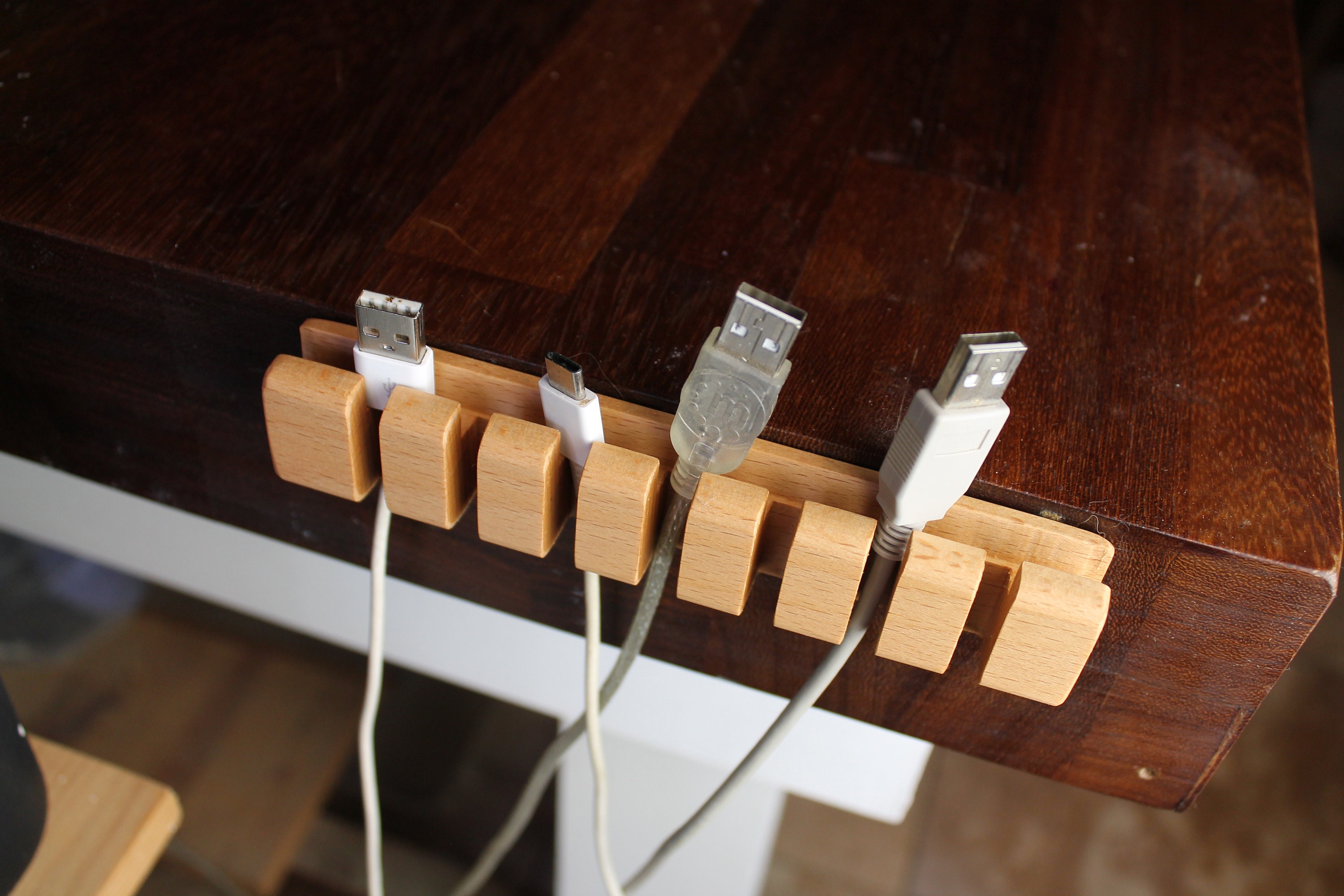 Wooden Cable Organizer for Managing or Tiding USB and Printer Cables ...