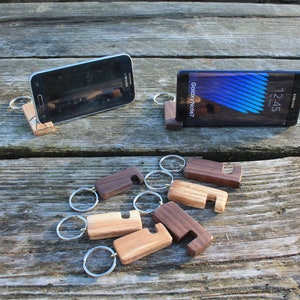 Wooden Keyring Phone Stand and Docking Station, iPhone Stand, Key Chain ...