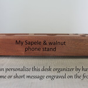 Wood Docking Station for Two Phones and Five Pens or Pencils Handmade ...