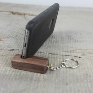 Personalized Wooden Keyring Phone Stand and Docking Station, Chunky Keychain Phone Charging ...