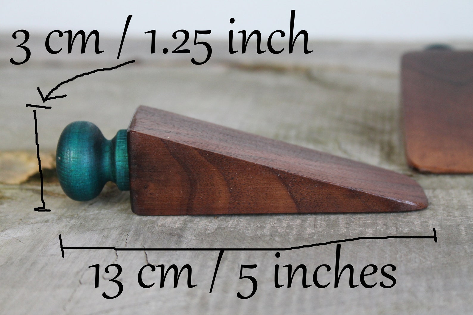 Small Walnut Wedge Shape Door Stop With Blue Handle Door - Etsy Canada