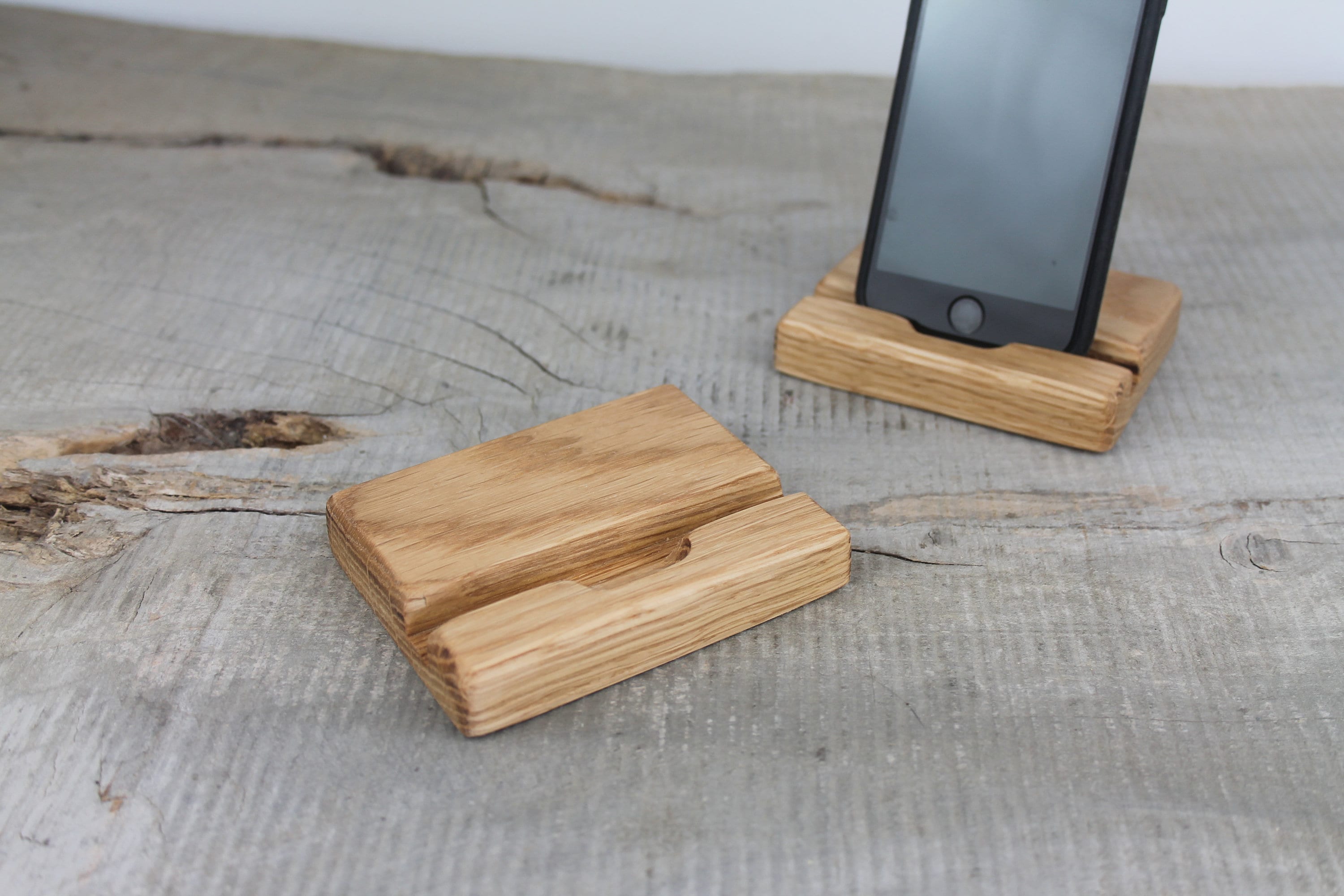 Wooden Phone Stand and Docking Station Handmade From Solid Oak to Suit ...