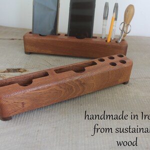 Wood Docking Station for Two Phones and Five Pens or Pencils Handmade ...
