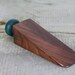 Small Walnut Wedge Shape Door Stop With Blue Handle, Door Stopper ...
