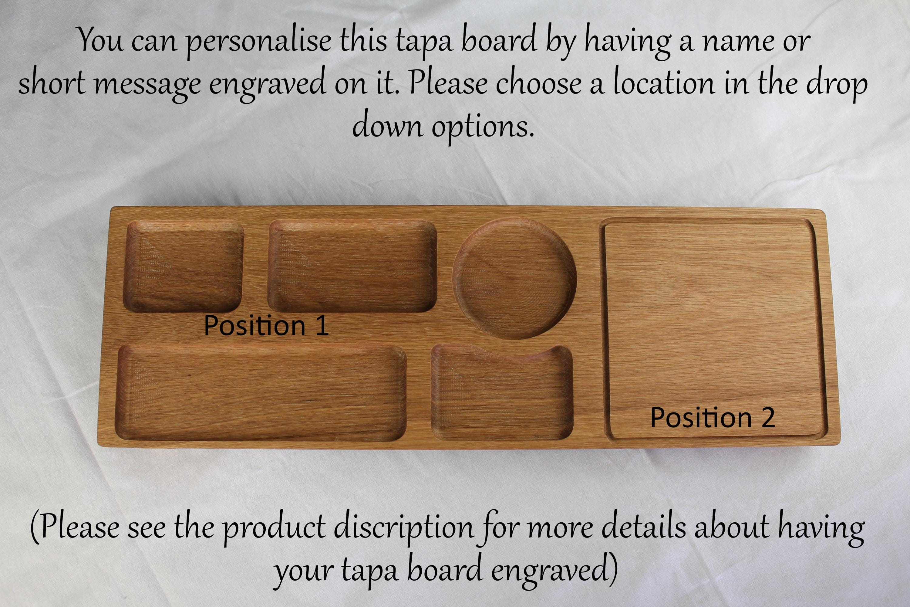 Personalized Oak Tapas Board Serving Tray for Appetizers, Cheese and ...