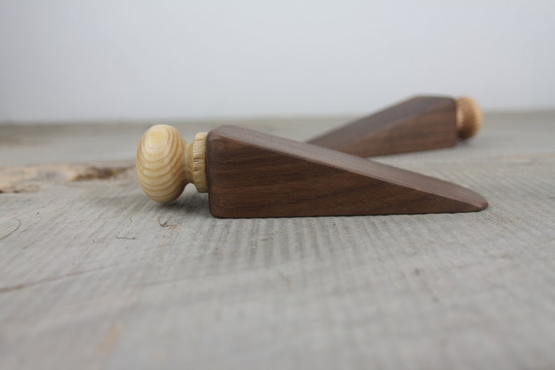 Small Walnut Wedge Shape Door Stop With Pine Handle Door - Etsy