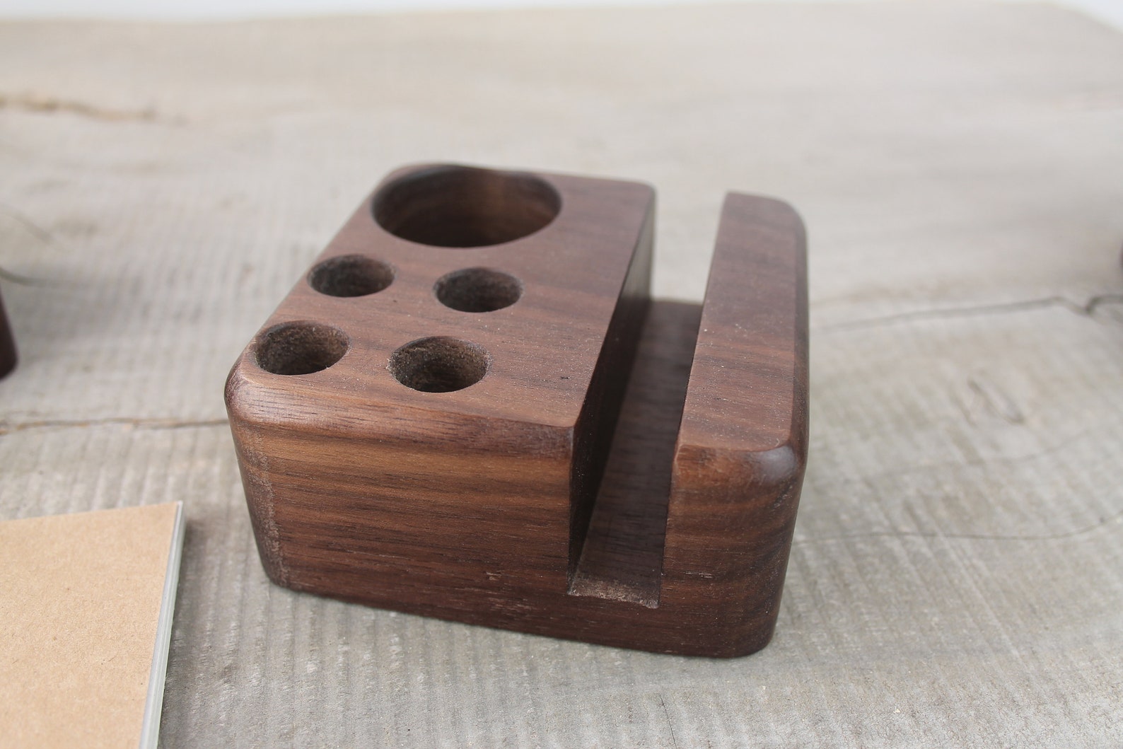 Small Wooden Desk Caddy With Phone or Notebook Slot Wooden - Etsy