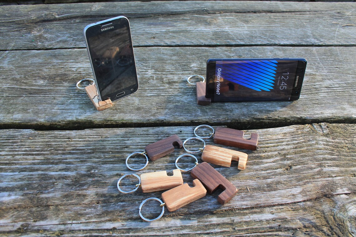 Wooden Keyring Phone Stand and Docking Station Iphone Stand | Etsy