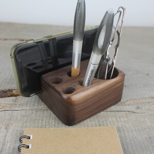 Small Wooden Desk Caddy With Phone or Notebook Slot, Wooden Pencil and ...