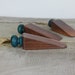 Small Walnut Wedge Shape Door Stop With Blue Handle, Door Stopper ...
