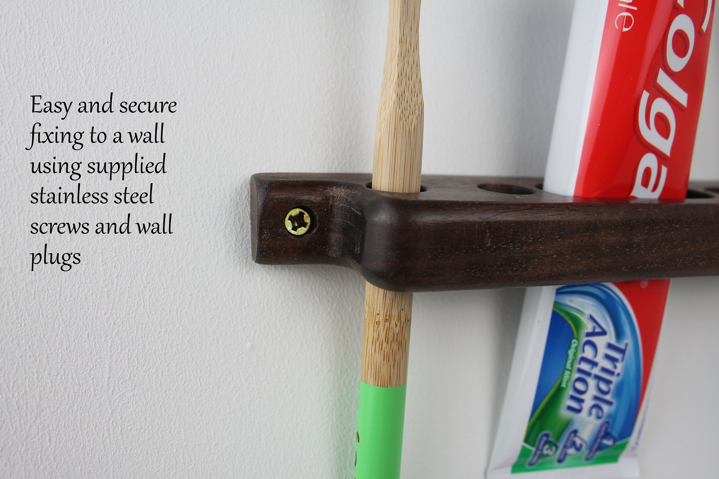 Wooden Toothbrush and Toothpaste Holder Wall Mounted - Etsy UK