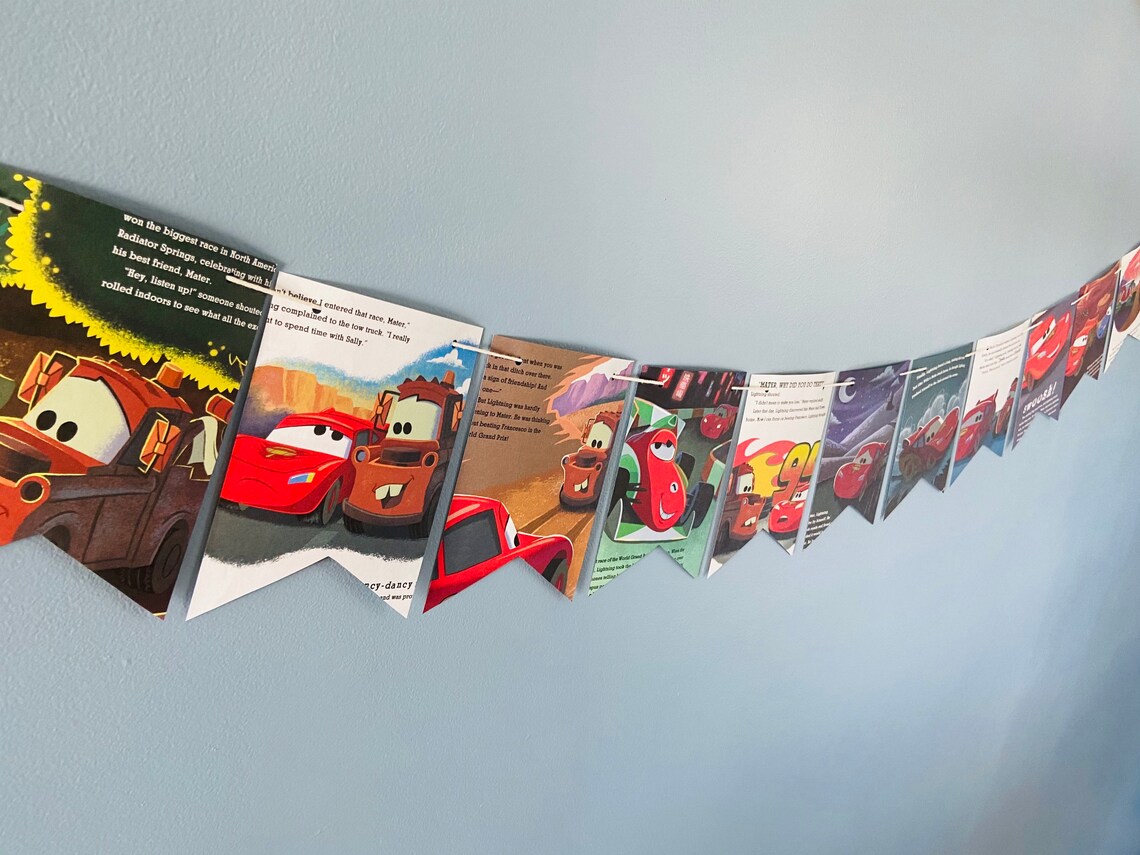 Cars 2: Racing Rivals Garland Story Book Pages Bunting | Etsy