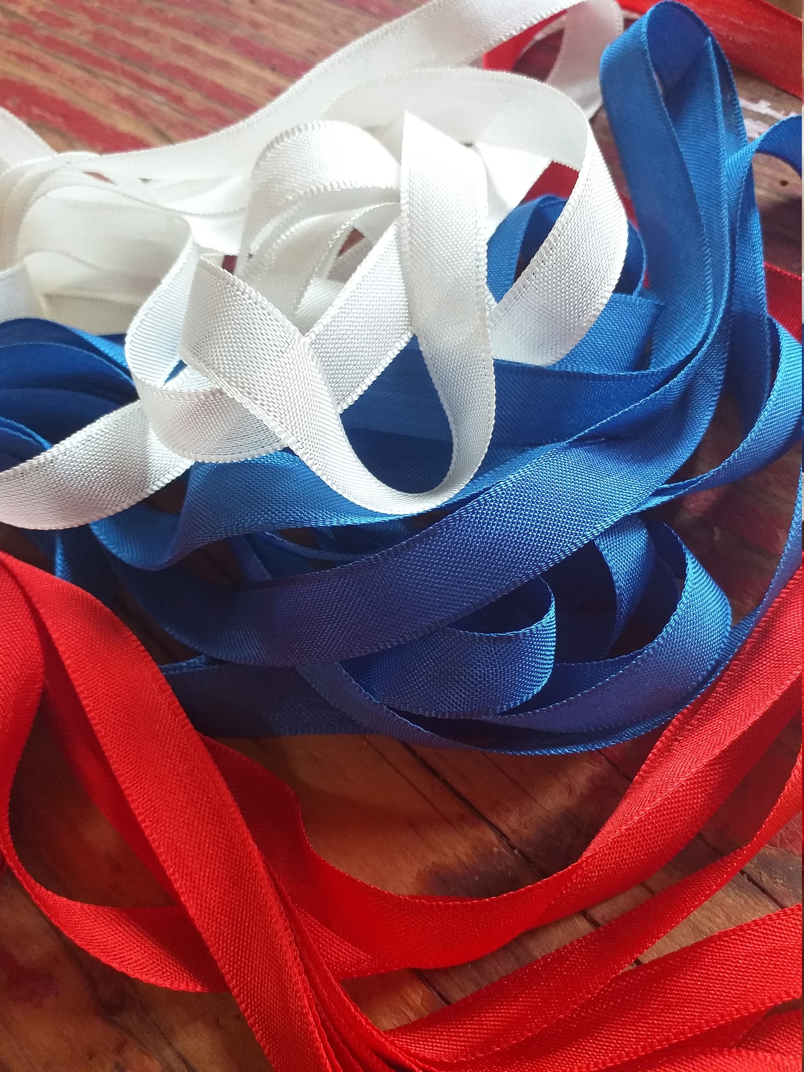 15 m de 3 rubans bleu rouge et blanc en viscose largeur - Etsy France