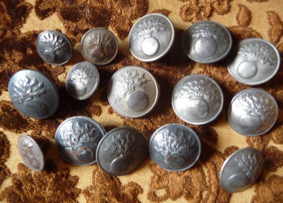 Old Firefighters Buttons Metal Grenade - Etsy