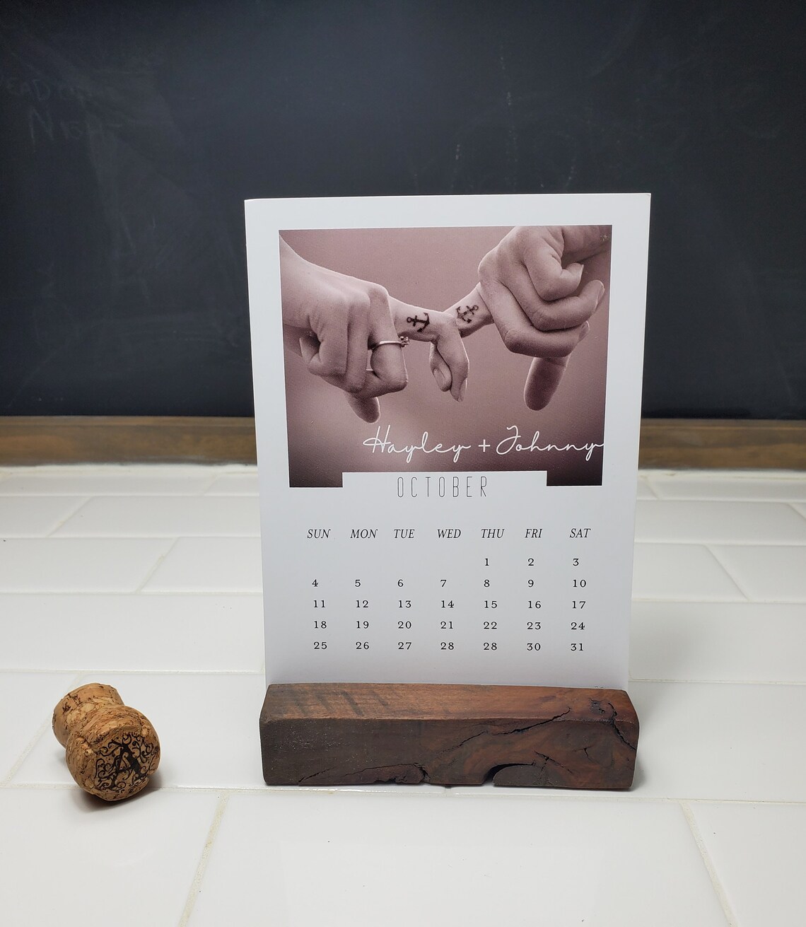 Personalized Photo Calendar Desktop Calendar Wood Stand - Etsy