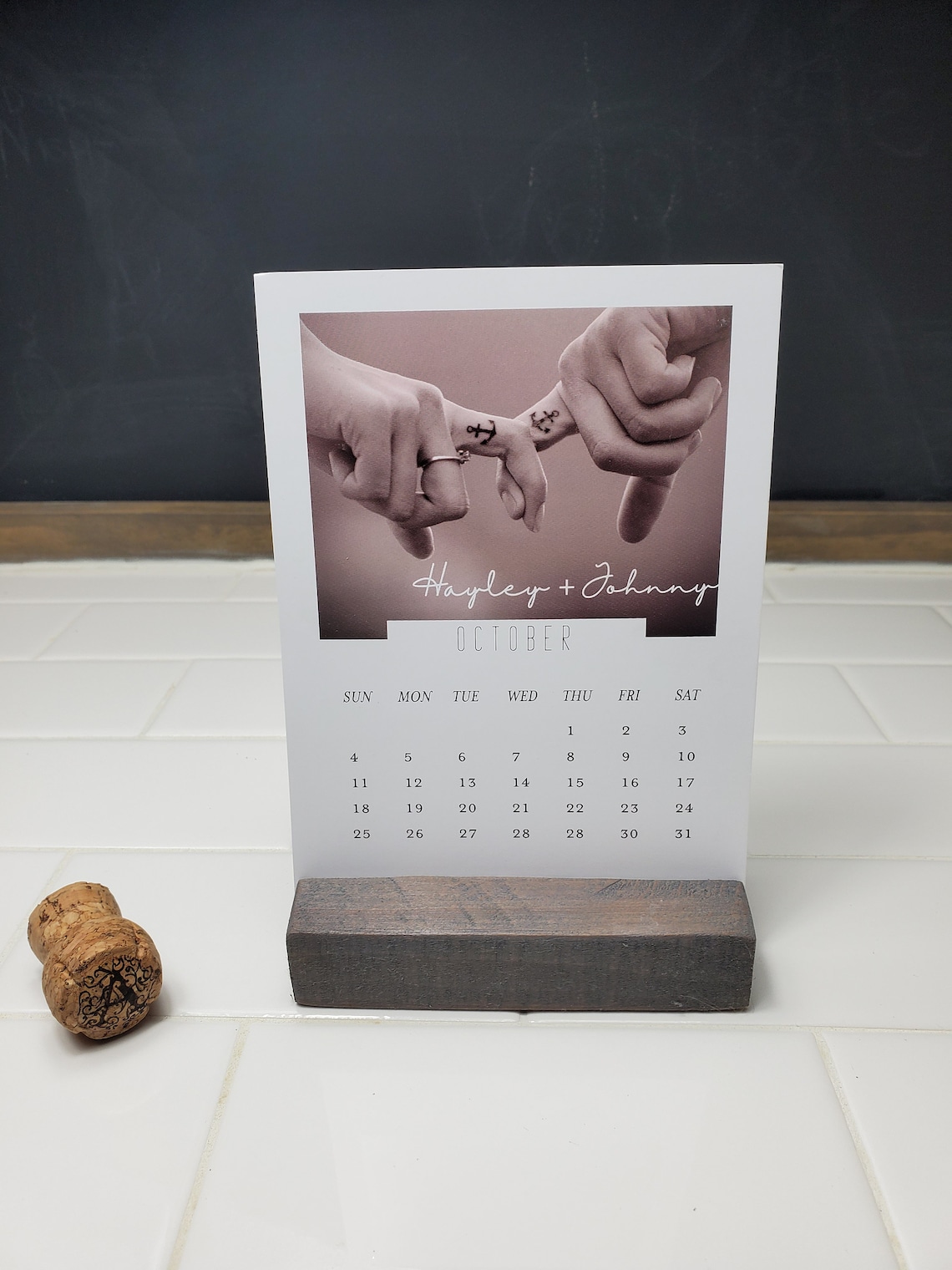 Personalized Photo Calendar Desktop Calendar Wood Stand - Etsy