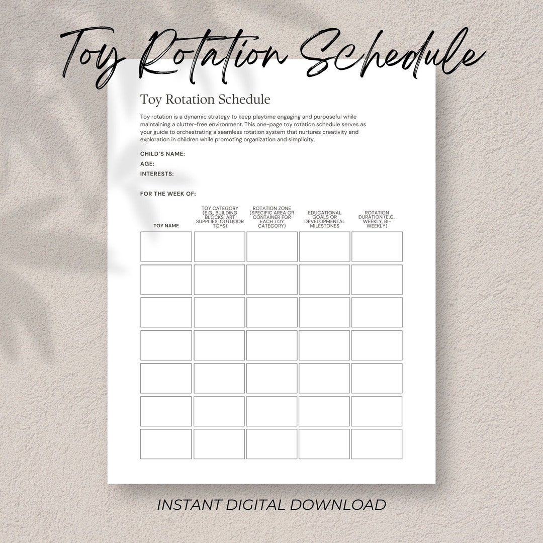 Organize Playtime: Toy Rotation Schedule Template - Instant Download ...