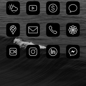 Black iPhone Ios 14 App Icons, Dark Theme App Icons for iPhone Ios 14 ...