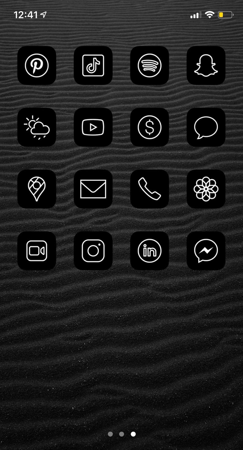 Black iPhone Ios 14 App Icons, Dark Theme App Icons for iPhone Ios 14 ...