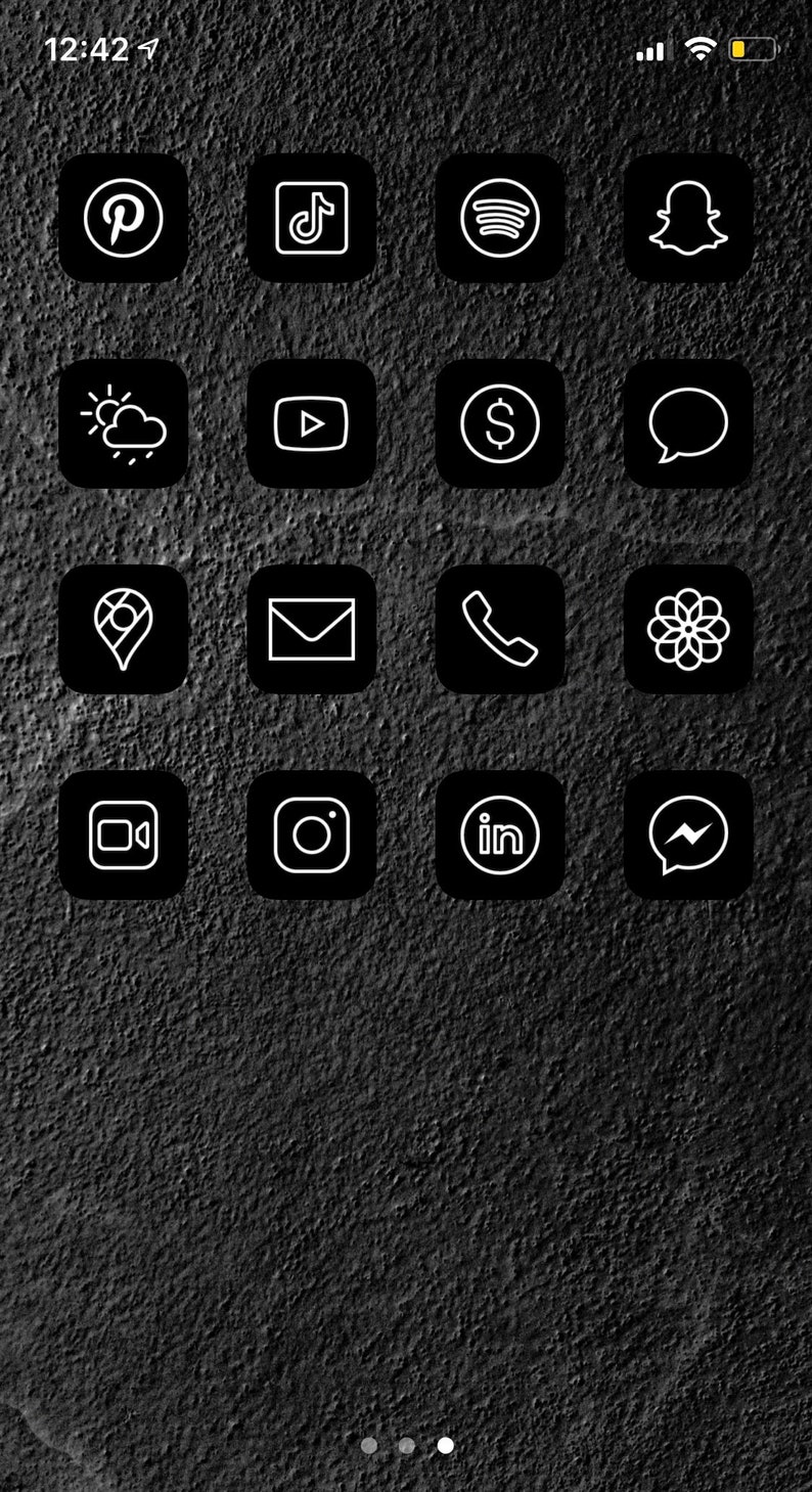 Black iPhone iOS 14 App Icons Dark theme app icons for iPhone | Etsy