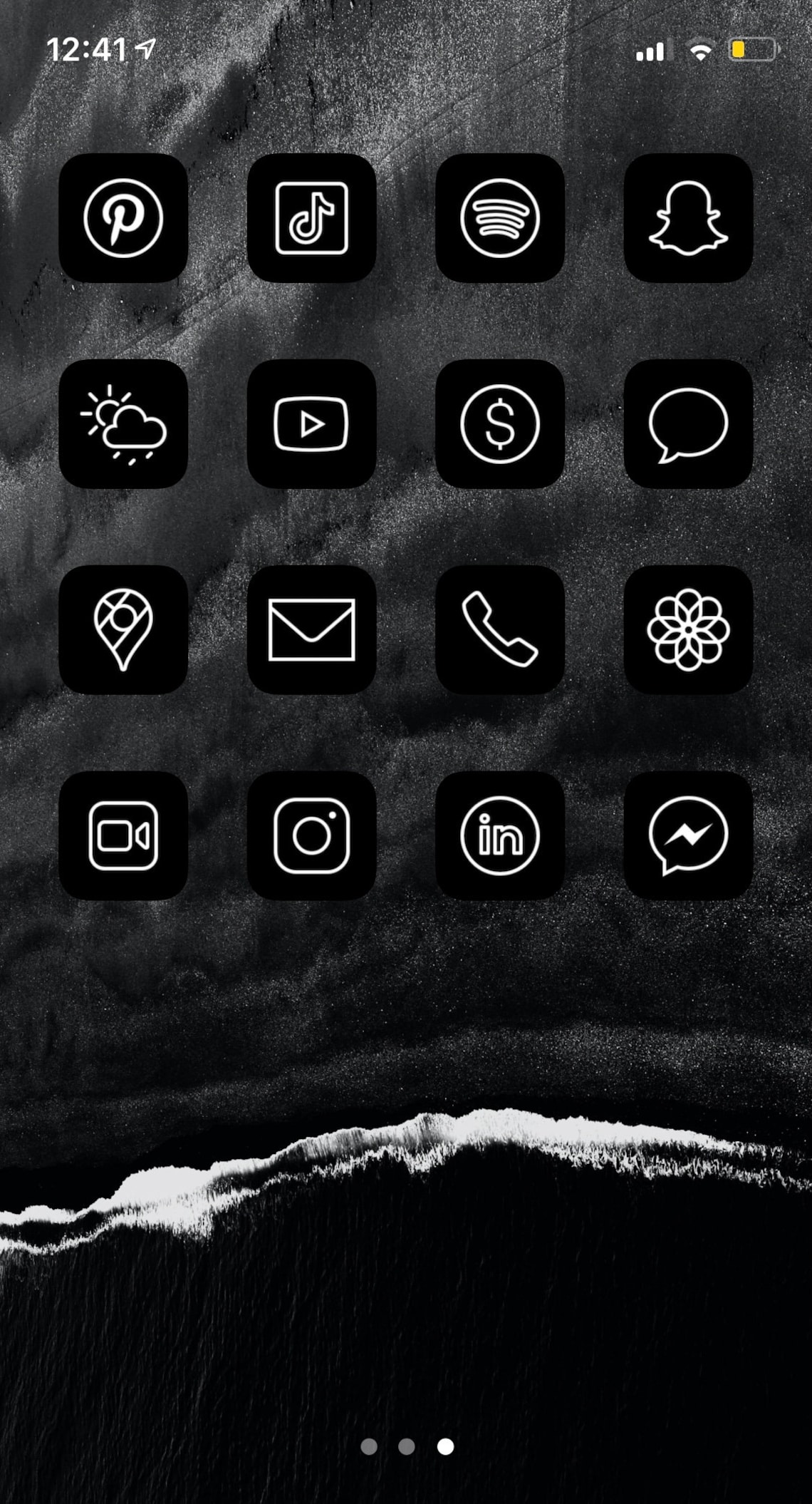 Black iPhone iOS 14 App Icons Dark theme app icons for iPhone | Etsy
