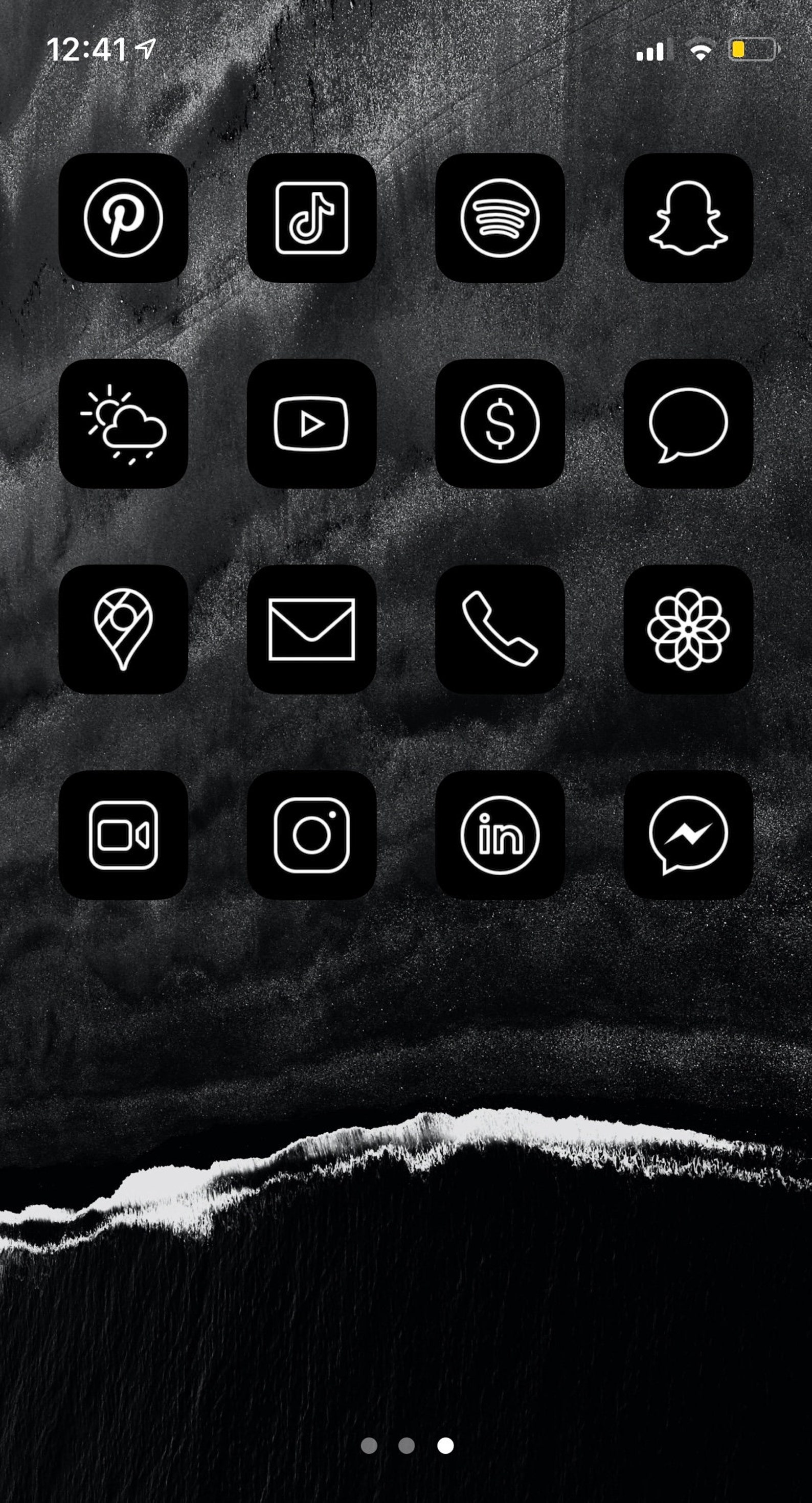 Black iPhone Ios 14 App Icons, Dark Theme App Icons for iPhone Ios 14 ...
