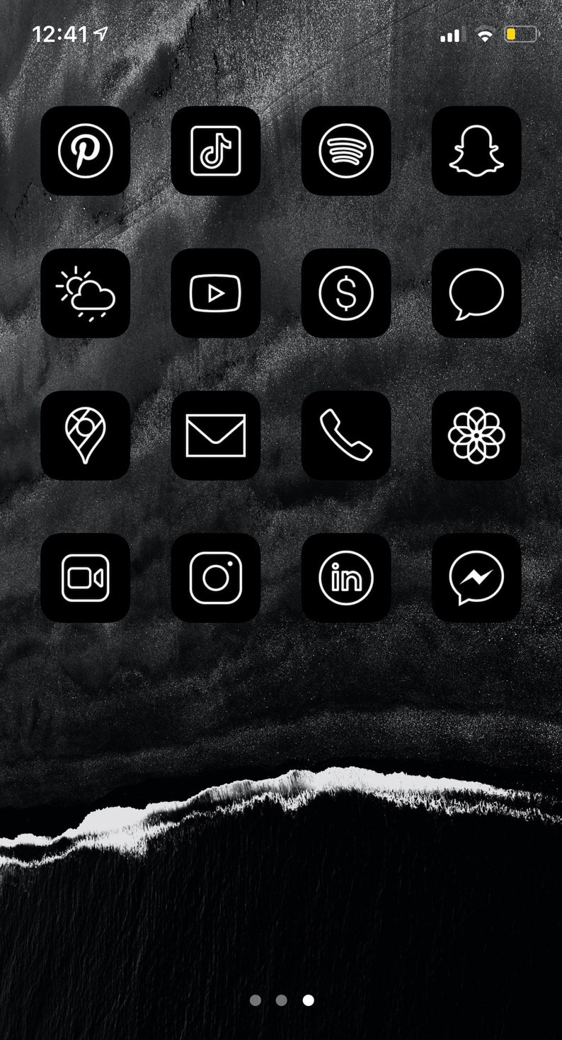 Black iPhone iOS 14 App Icons Dark theme app icons for iPhone | Etsy