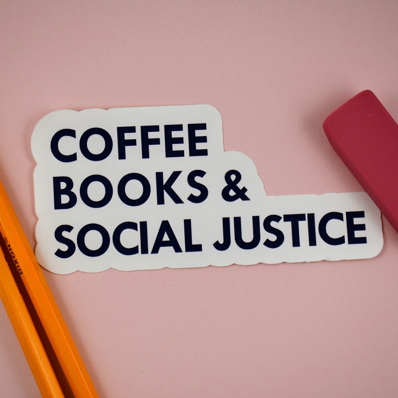 Coffee Books & Social Justice Sticker Laptop Stickers Book | Etsy