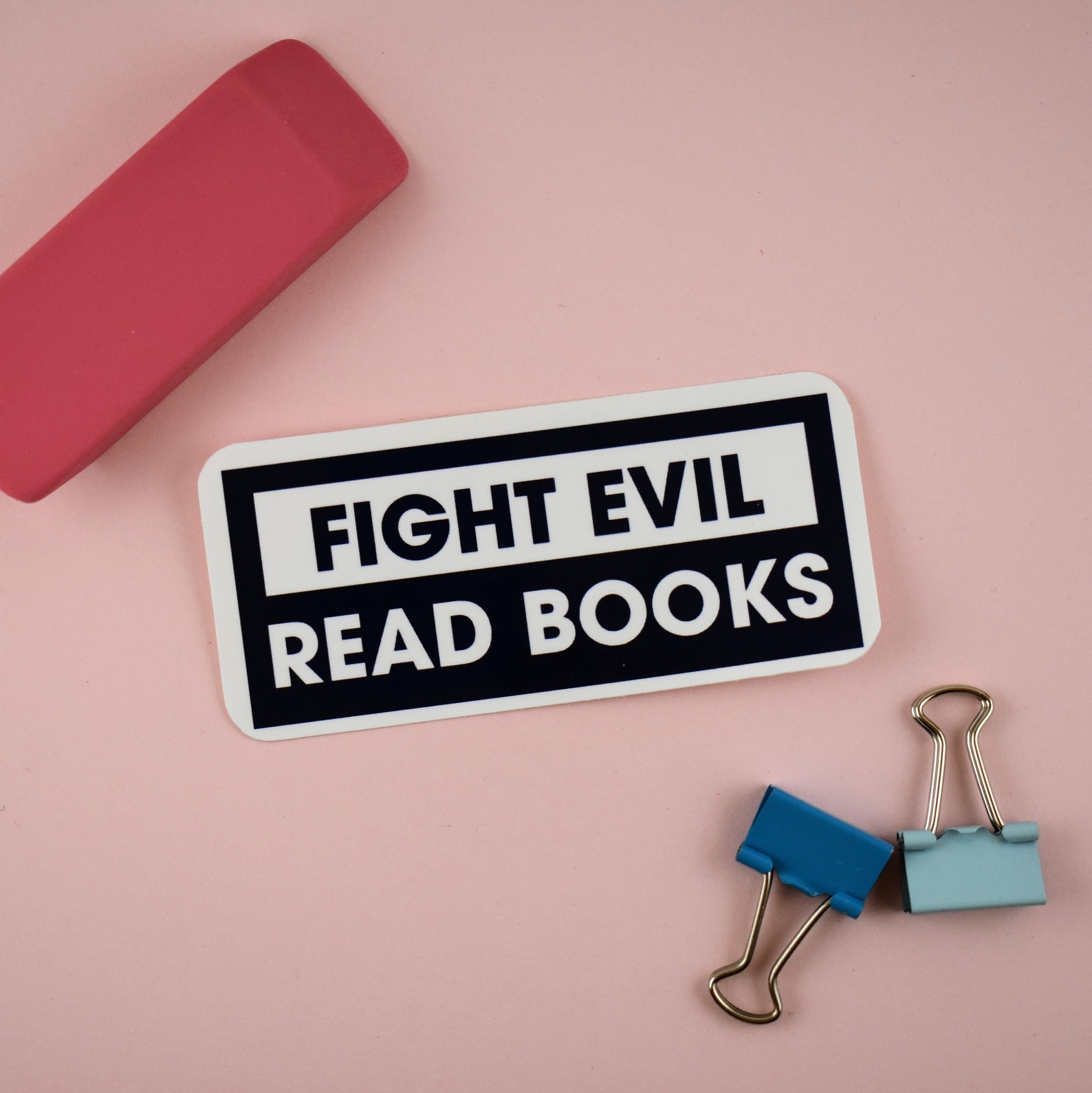 Fight Evil - Read Books, Reading Sticker, Bumper Sticker - Etsy