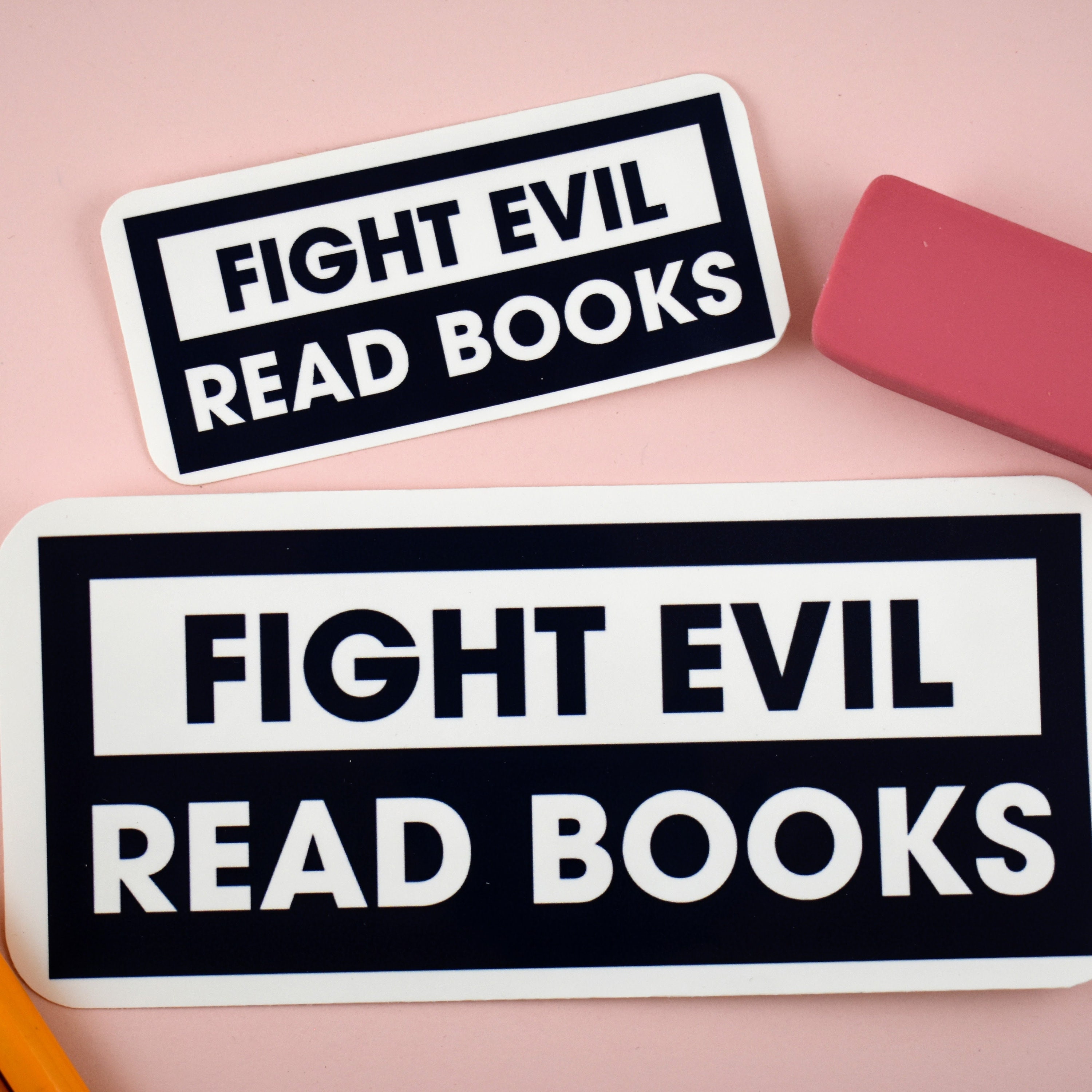 Fight Evil - Read Books, Reading Sticker, Bumper Sticker - Etsy