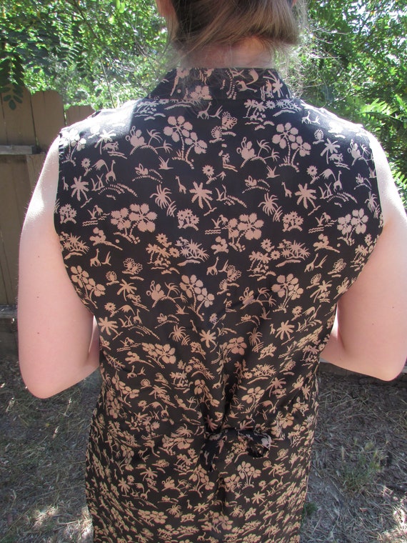 Silk Asian Pant Suit, Black Print - Gem