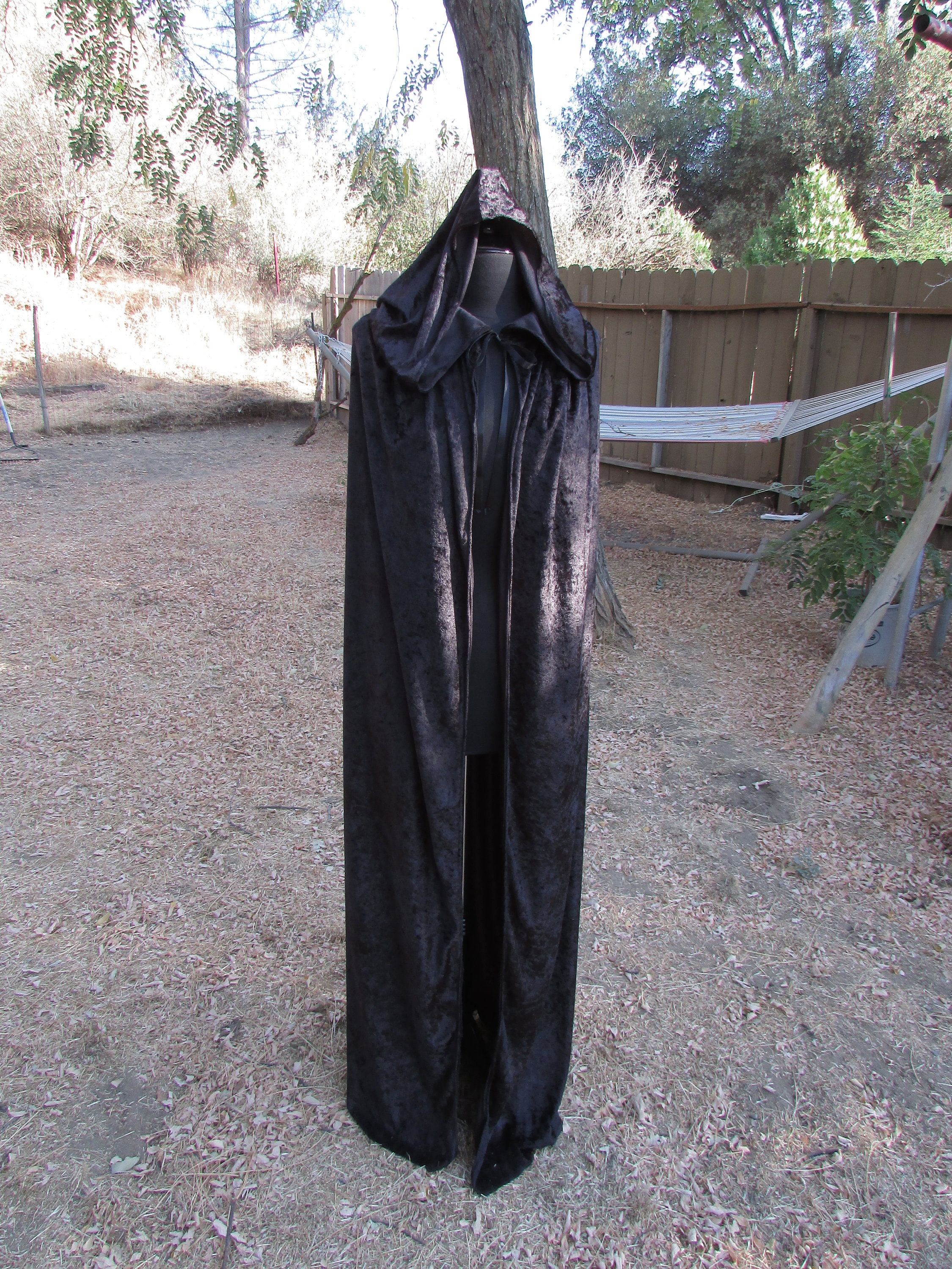 Crushed Velvet Hooded Black Cape - Etsy