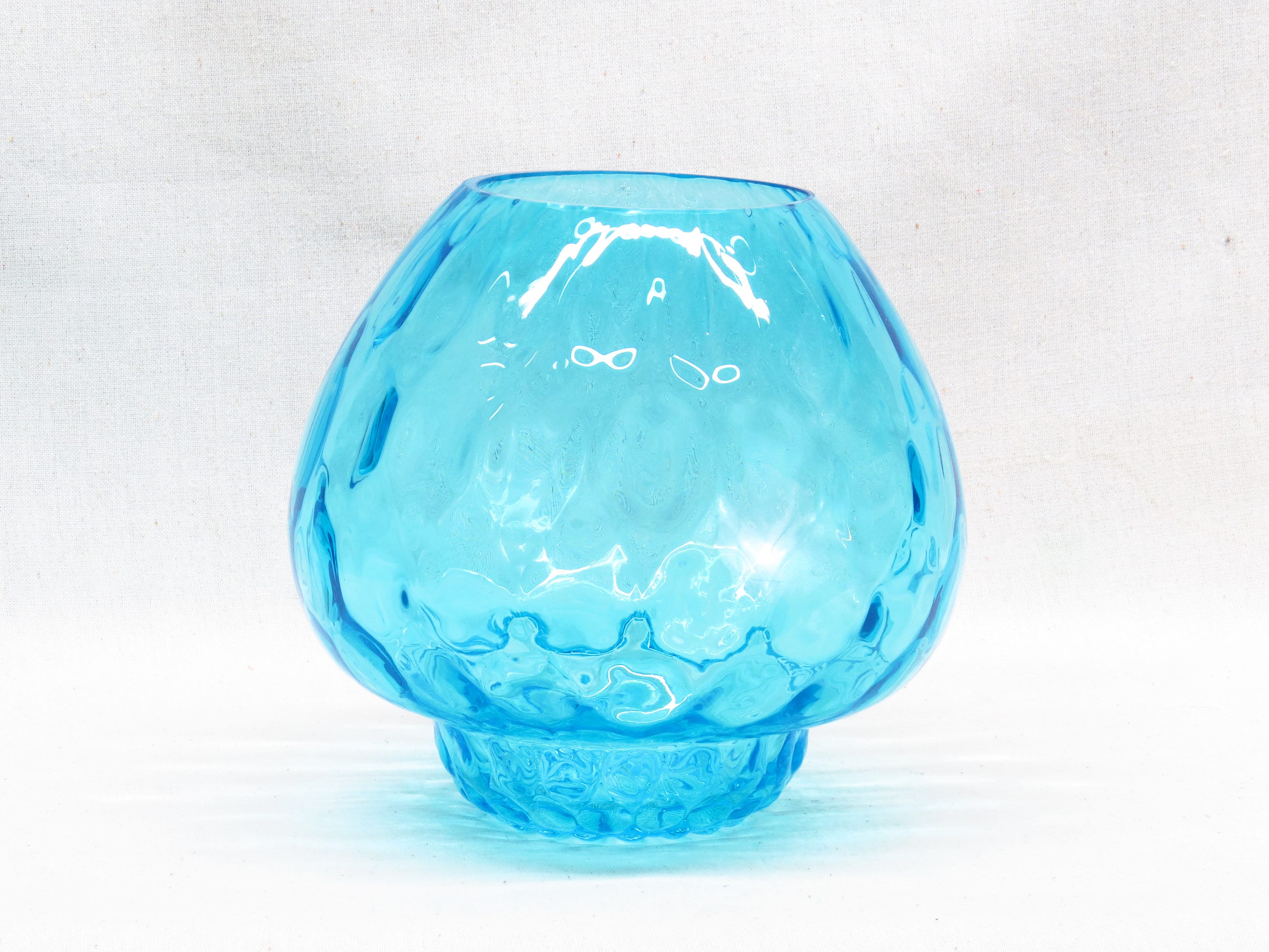 Gorgeous Bright Light Blue Optic Oval Circle Footed Art Glass - Etsy