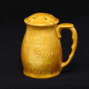 Large Vintage Ceramic World Languages Motif Handled Cheese Shaker ...