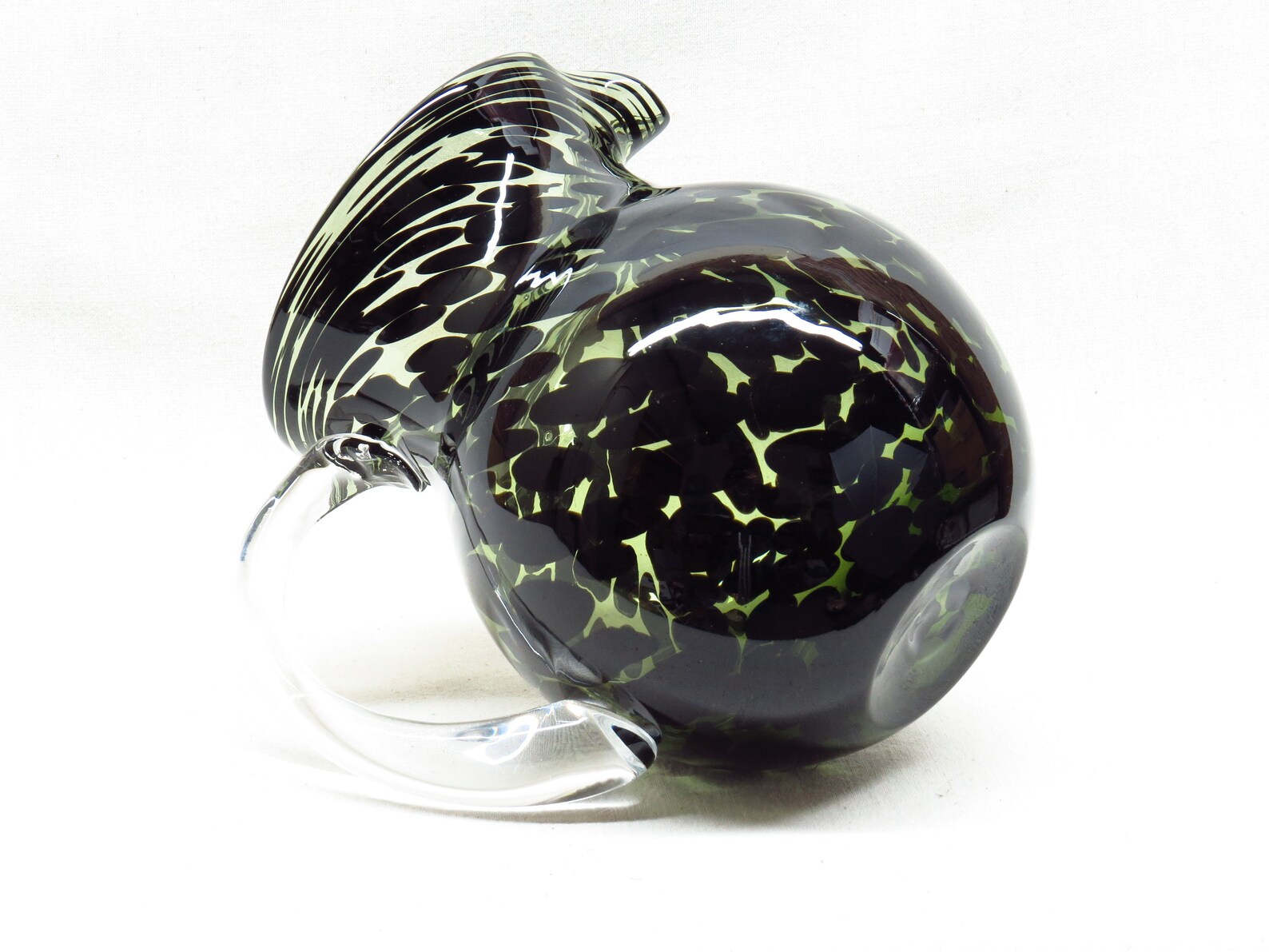 Artisan Hand Blown Glass Pitcher Black Leopard Spots on Light | Etsy