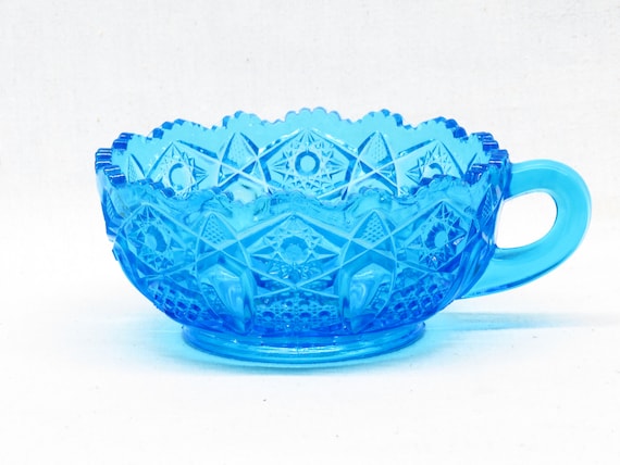 Vintage Smith Glass Quintec Colonial Blue Pattern Handled | Etsy
