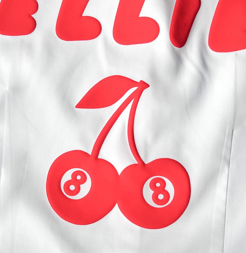 SCHOOL LEAVERS SHIRT 2025, Cherry Eight Ball Puff Print | Keepsake ...