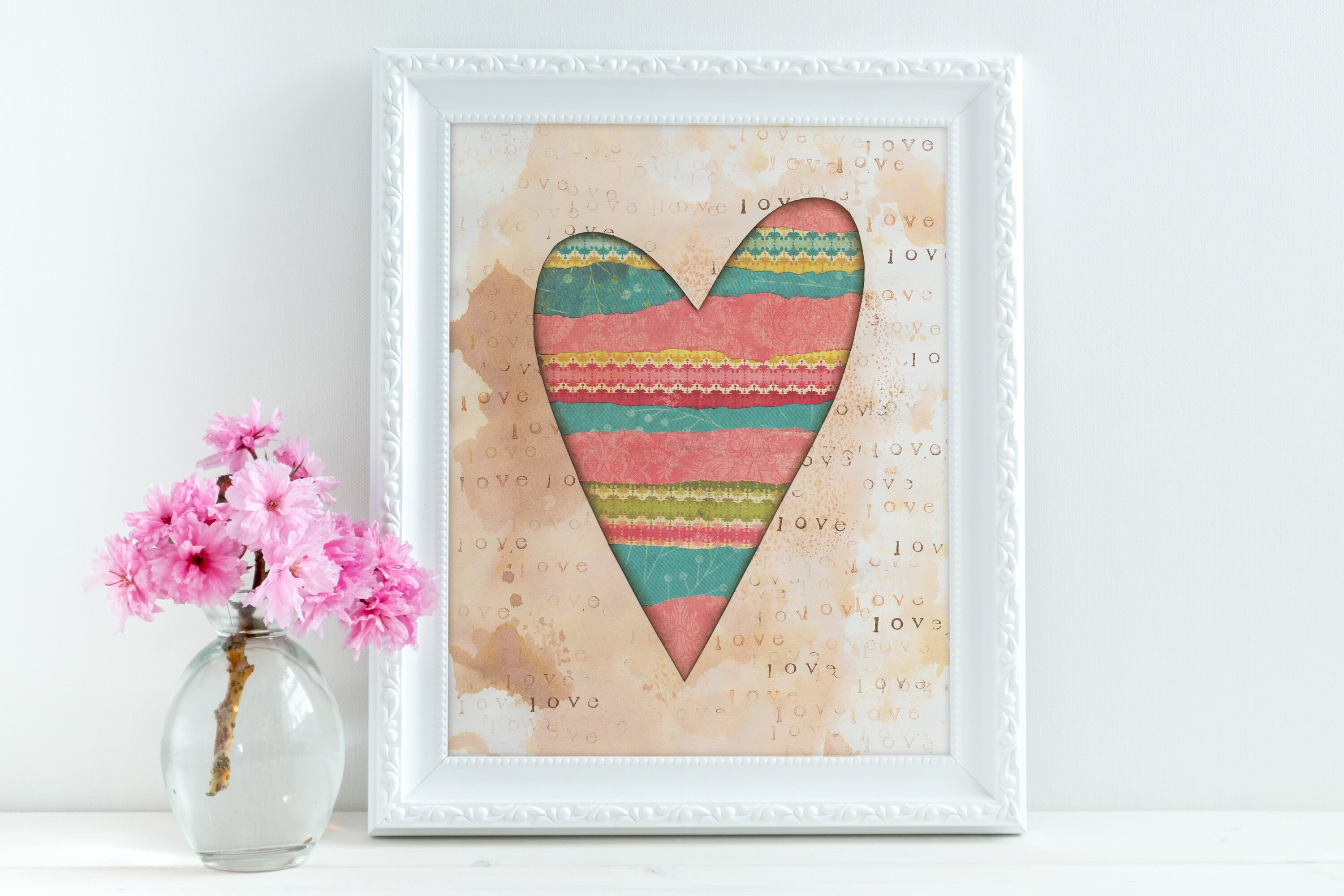 Printable Friendship Heart Artwork Vintage Pattern Heart Set - Etsy