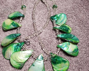 Faceted Amethyst, Green Shell Beads, White Glass Rondels - Etsy