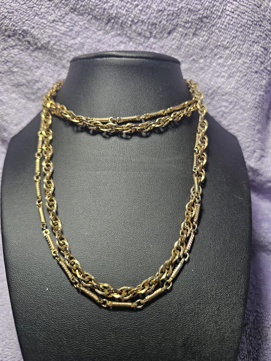 Double Layer Gold Tone Chain Necklace - Etsy