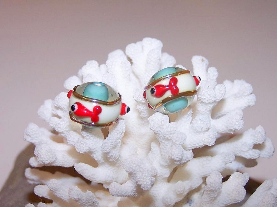 Duo mini Goldfish White Turquoise Background. - Etsy UK