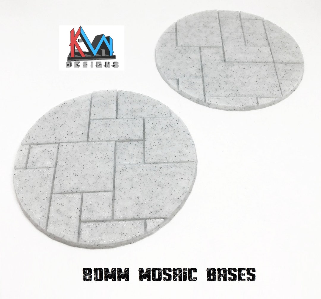 3D Printed - 80mm Mosaic Stone Tile Bases Style Bases - 2 Styles - Etsy