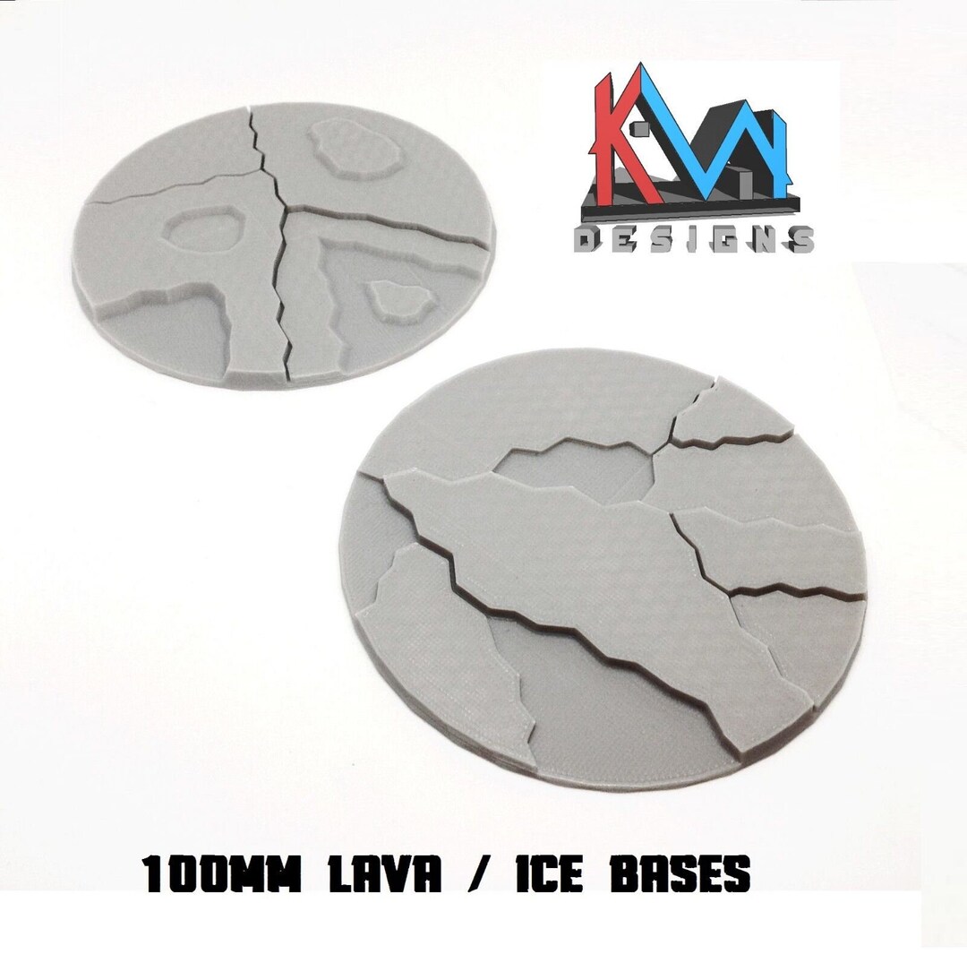 3D Printed - 100mm Scenic Lava / Ice Bases - 2 Styles - Etsy